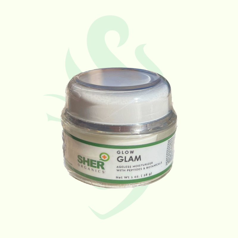 “GLOW GLAM” MOISTURIZER W/PEPTIDES + VITAMIN C+E (1oz) – Sher Organics LLC